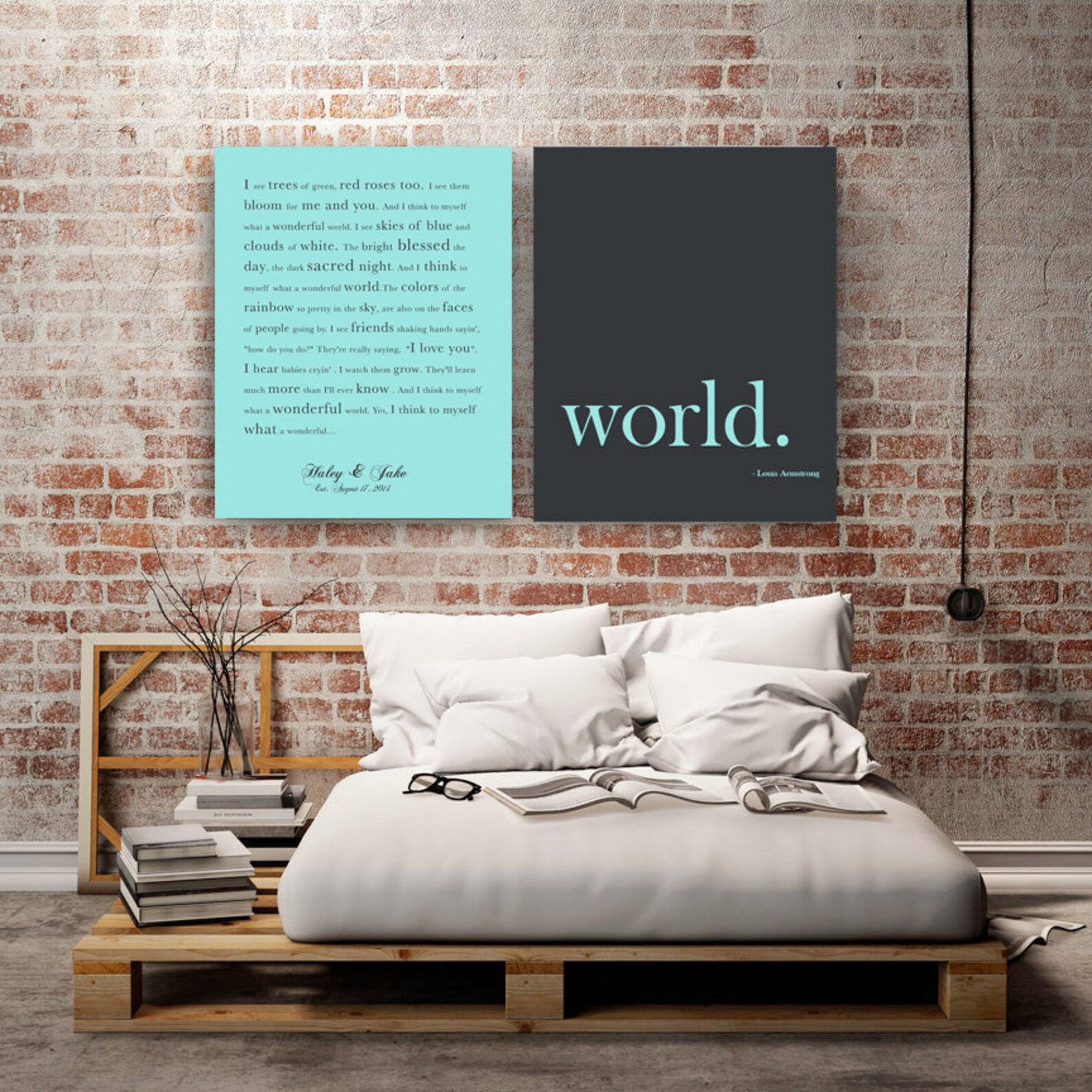 WHAT a Wonderful WORLD Canvas Set Personalized Song Lyrics | Etsy