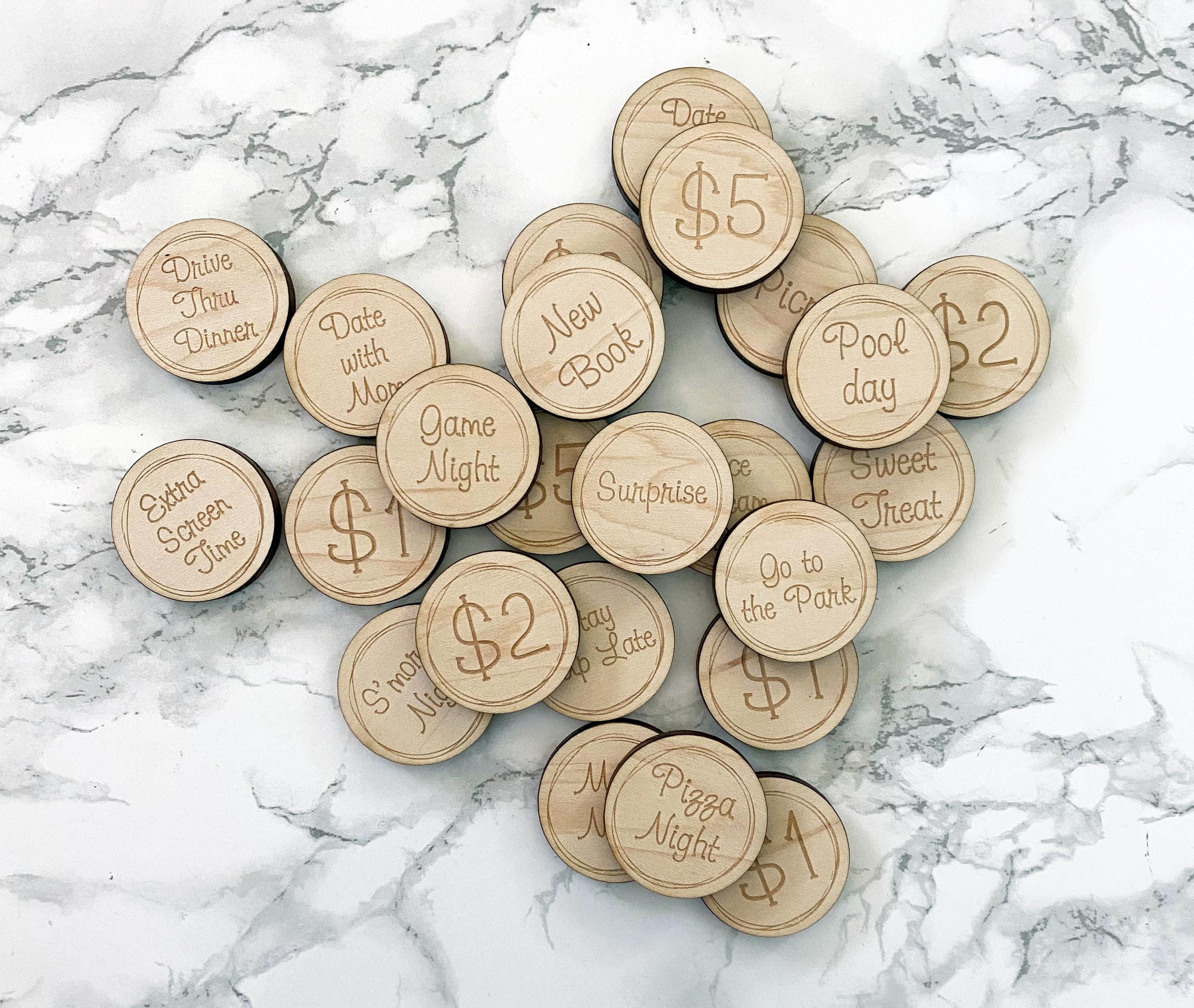Easter Egg Hunt Reward Tokens: Wooden Good Behavior Coins - Set of 24 ...