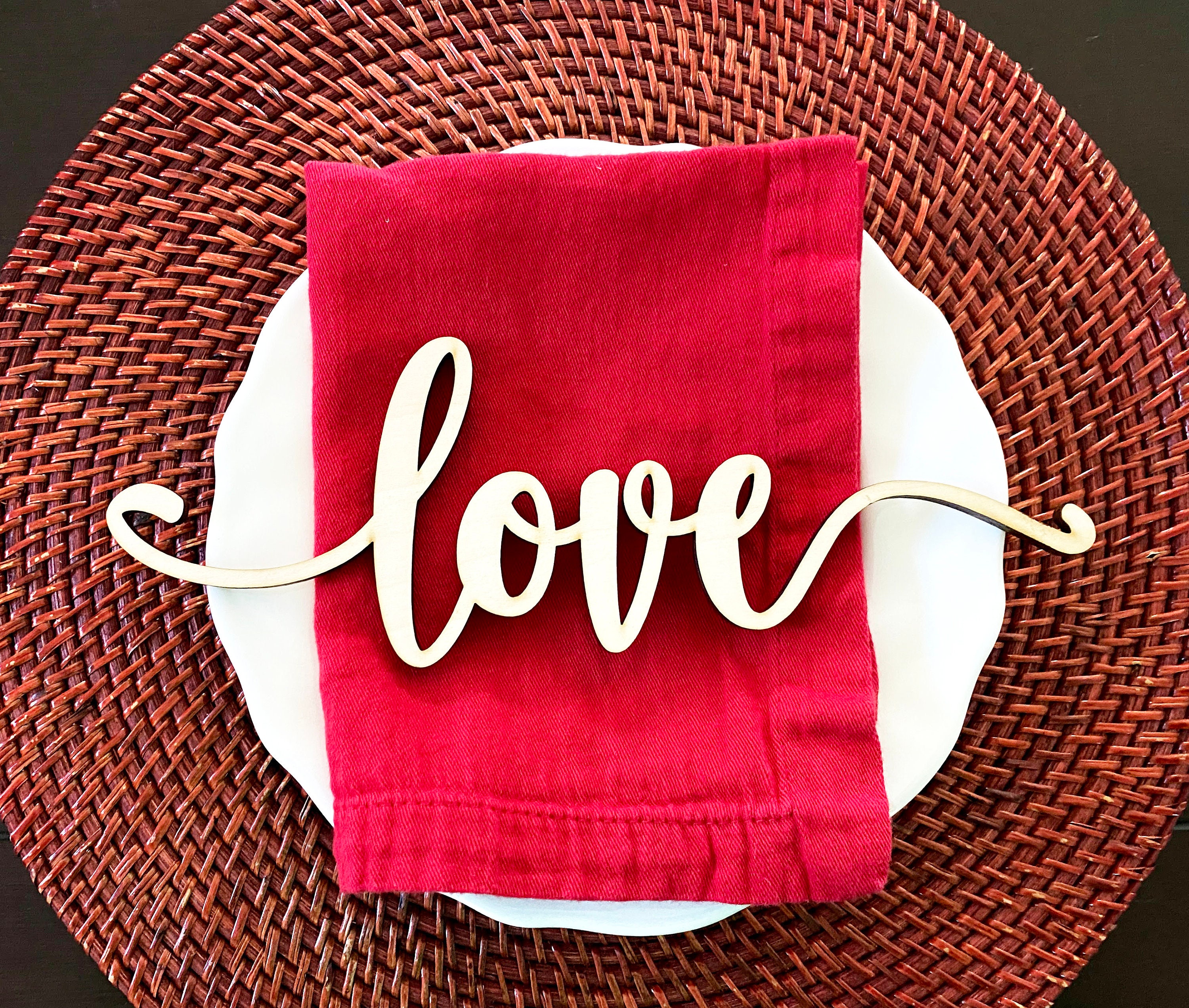 Love Place Cards, Valentine's Day Place Cards, Love Wood Place Cards ...