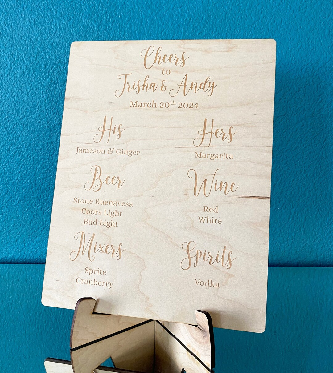 Wood Drink Menu, Signature Drink Sign, Bar Menu, Wedding Drink Menu ...