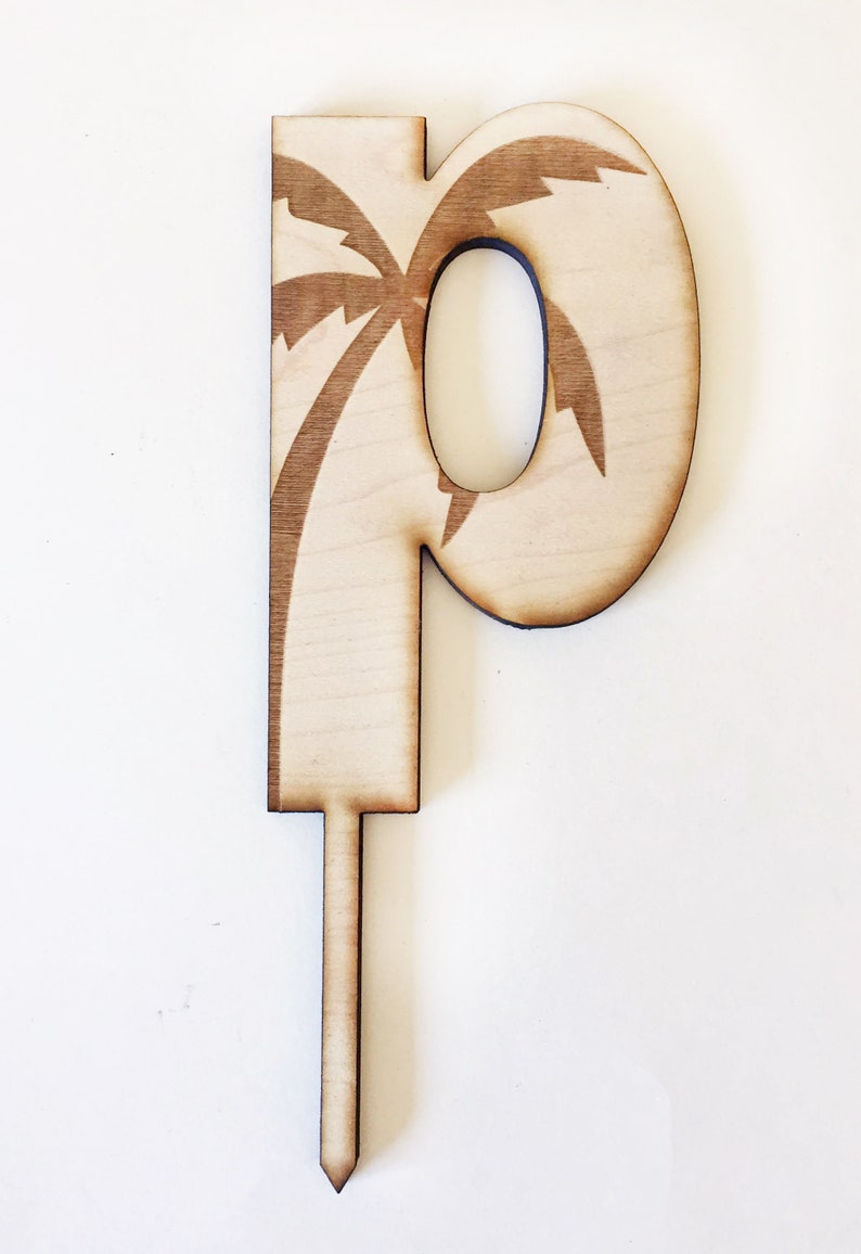 Initial Wood Cake Topper Palm Tree Engraving Presonalized - Etsy