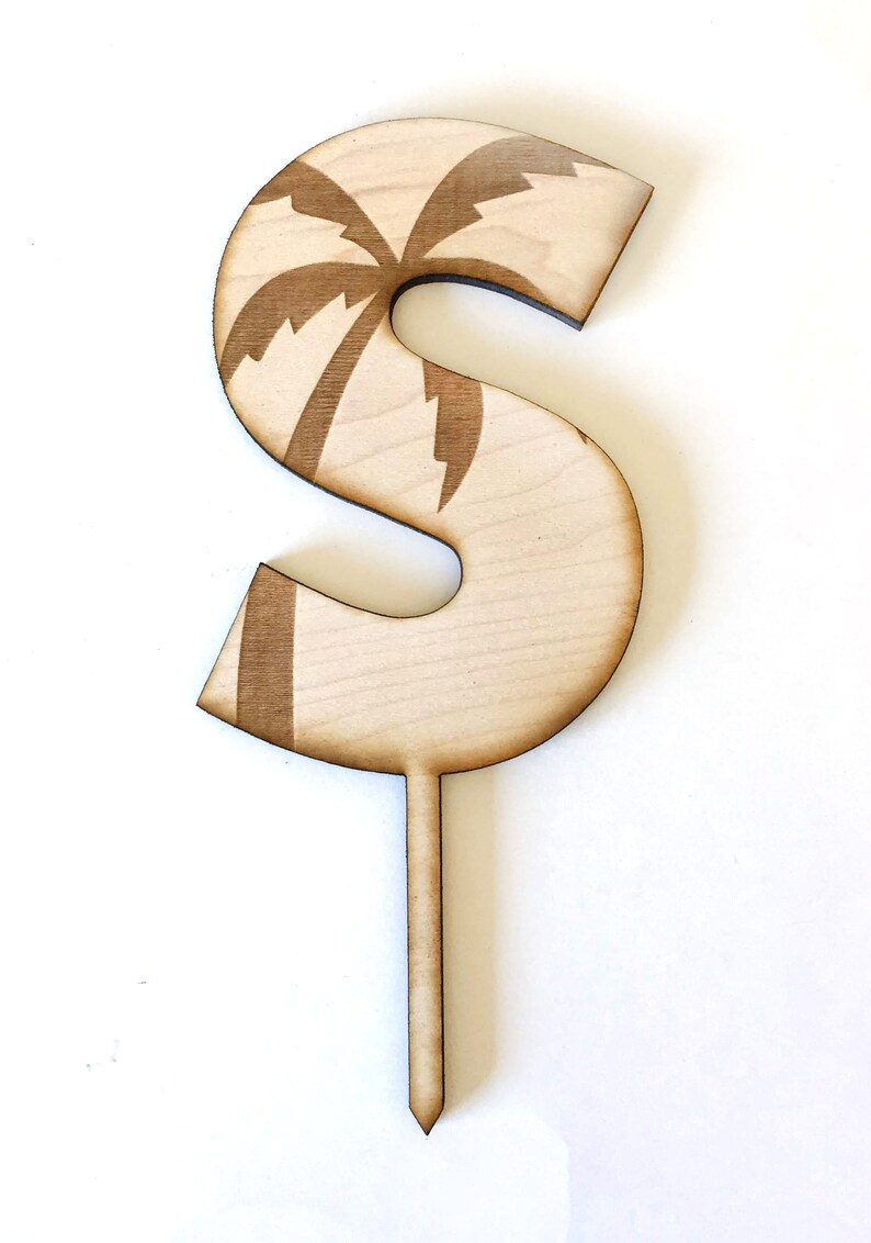 Initial Wood Cake Topper Palm Tree Engraving Presonalized - Etsy