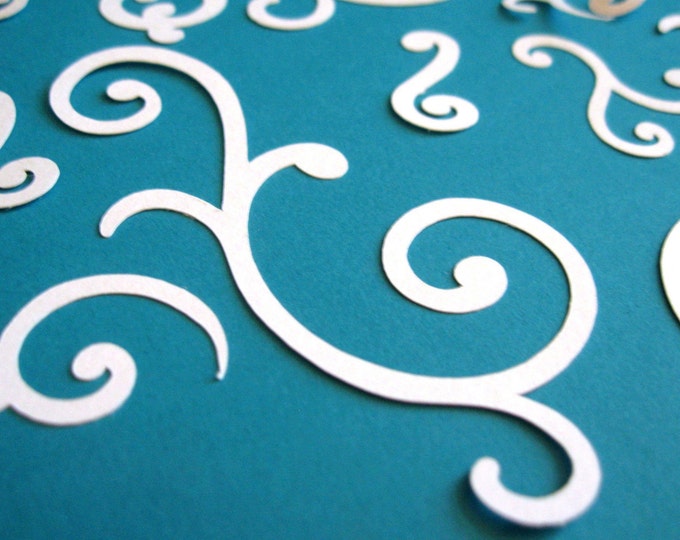 Set of 24 White Scroll Flourish Die Cuts - Etsy
