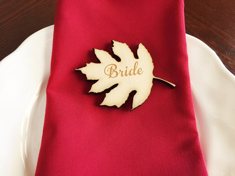 Wood Leaf Engraved Place Cards, Thanksgiving Place Cards, Wood Place ...
