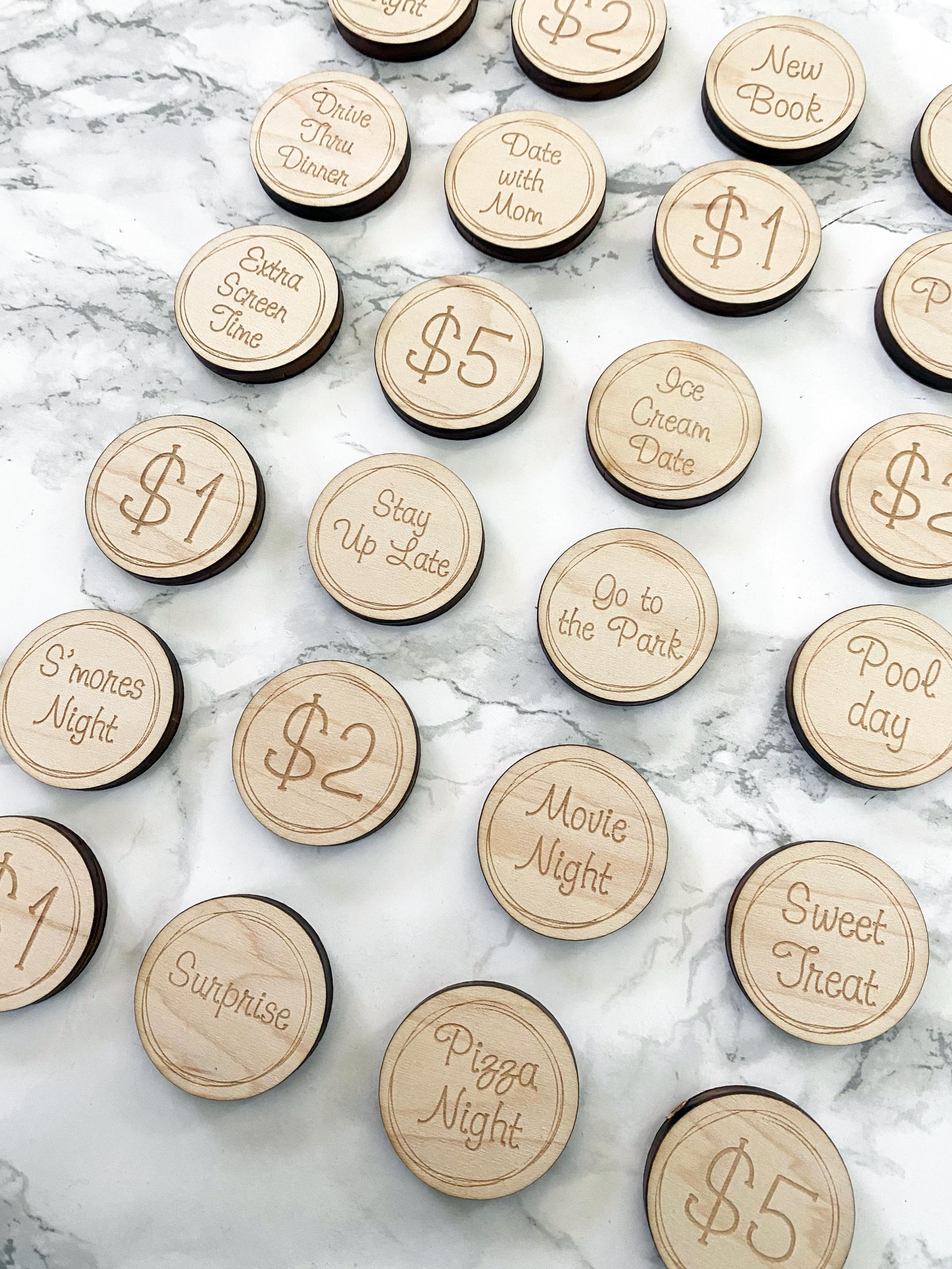Easter Egg Hunt Reward Tokens: Wooden Good Behavior Coins - Set of 24 ...