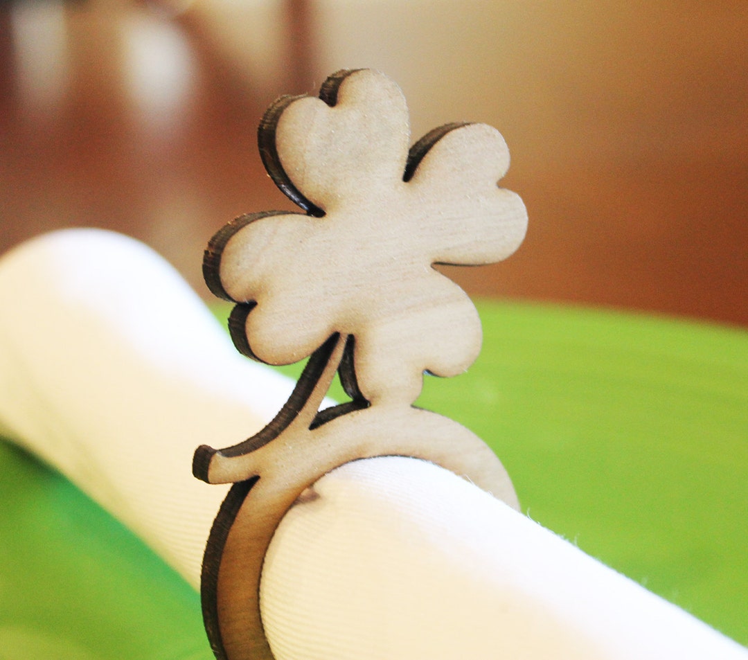 Shamrock Wood Napkin Rings, St. Patricks's Day, Laser Cut Set of 4, 6 ...
