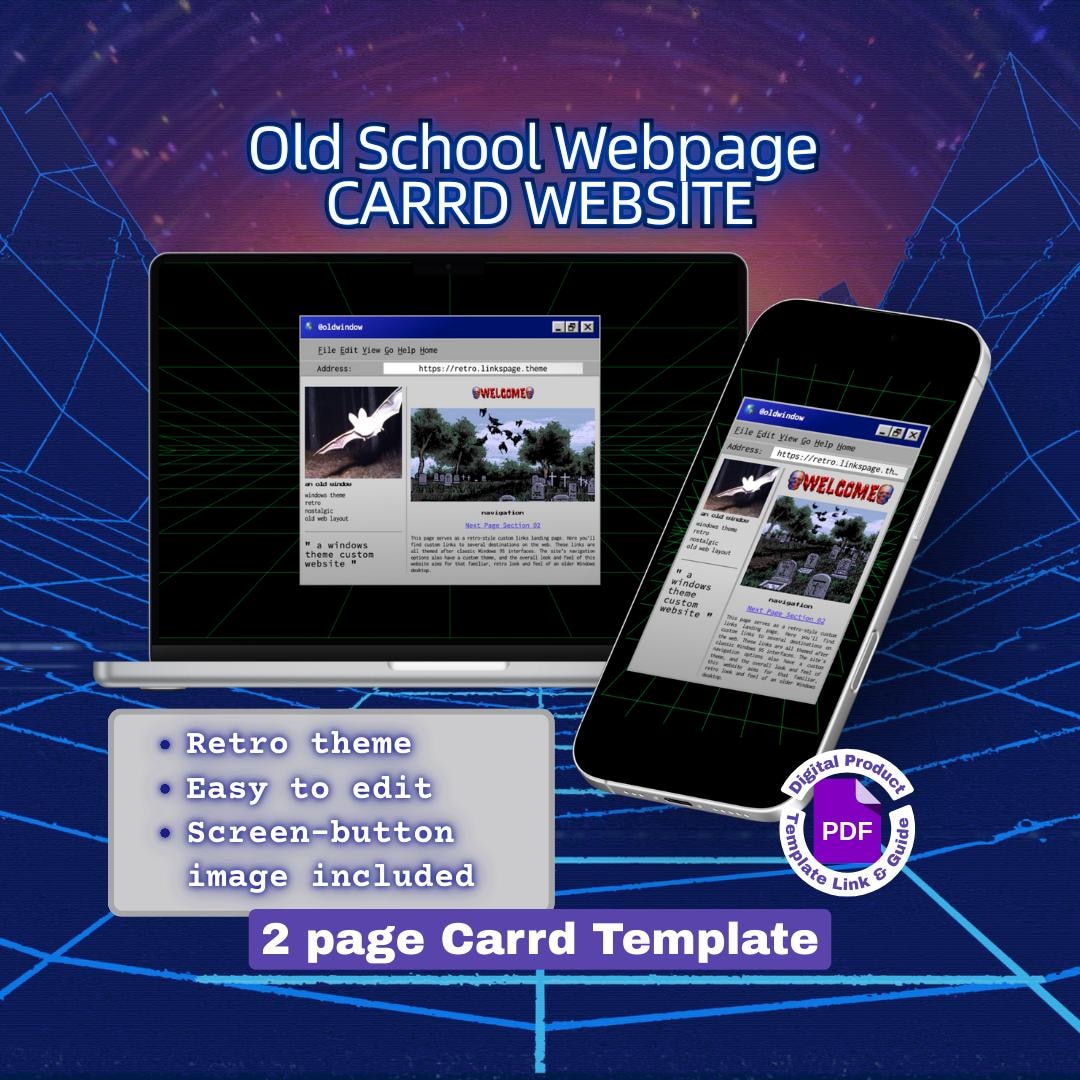 Retro Grey Old School Computer (carrd Website Template) Two Page Layout ...