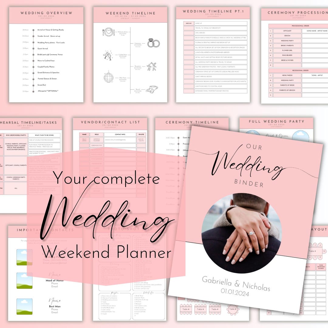 Your Complete Wedding Weekend Binder ROSE Printable/shareable Wedding ...