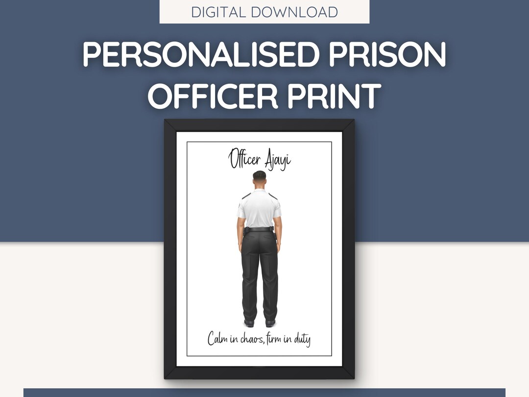 Personalised Male Prison Officer Print | Custom Correctional Staff ...