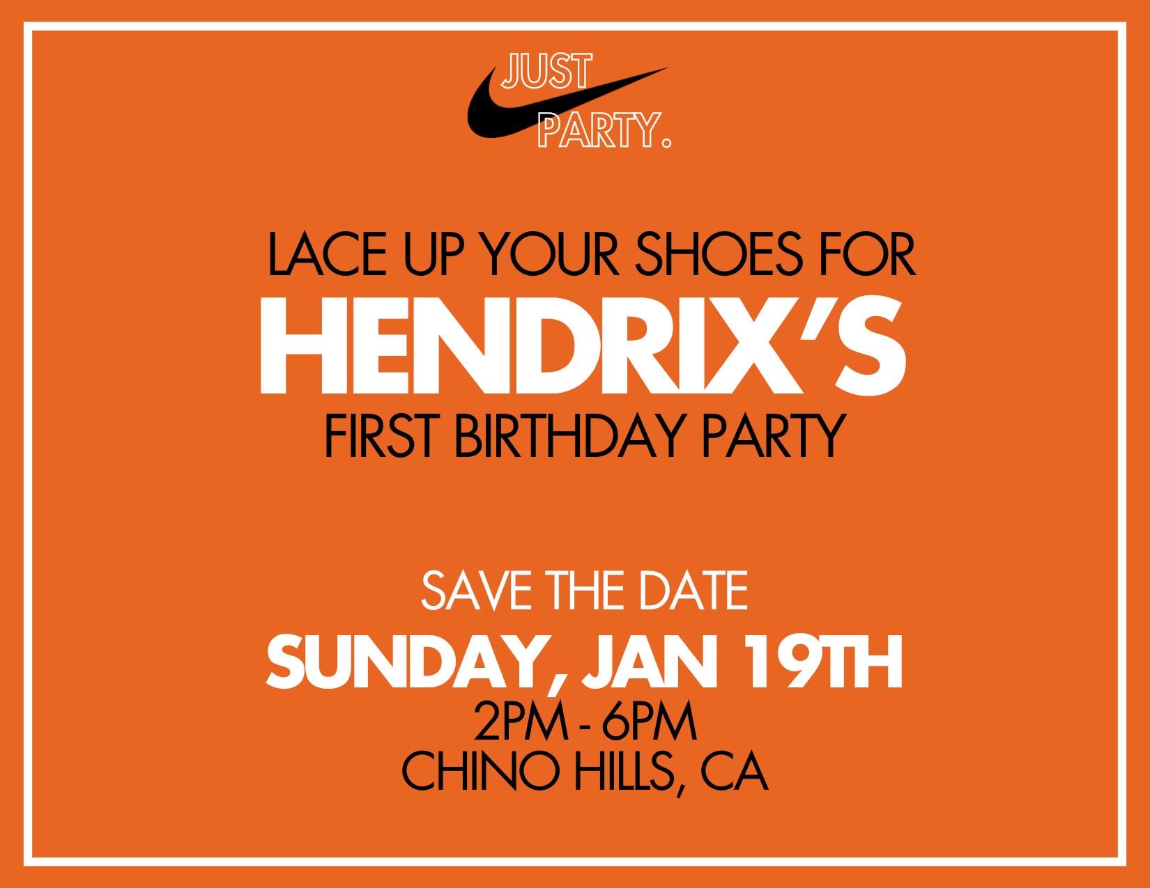 Nike Shoes Party Theme Template Party Invitations and Save the Date ...