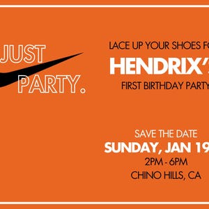 Nike Shoes Party Theme Template Party Invitations and Save the Date ...
