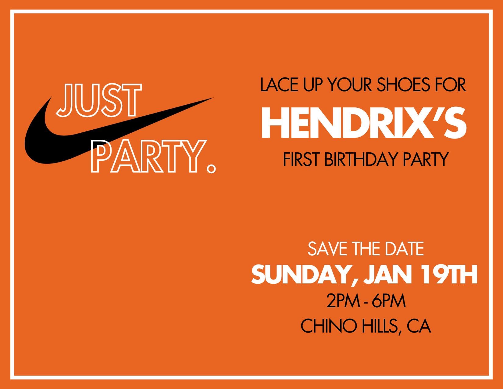 Nike Shoes Party Theme Template Party Invitations and Save the Date ...