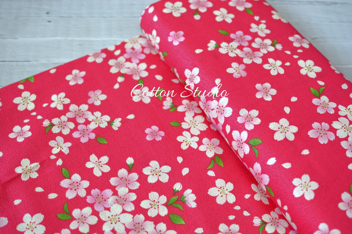 Japanese Fabric Kimono Print Cherry Blossoms Pink - Etsy