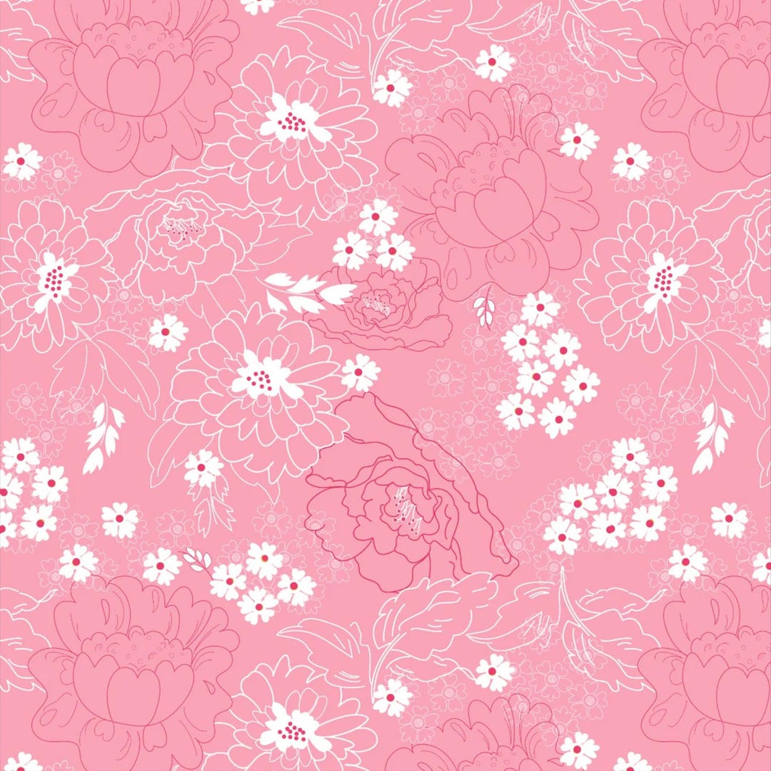 Bloom True by Terri Conrad Serendipity Pink Poppie Cotton Fabric - Etsy