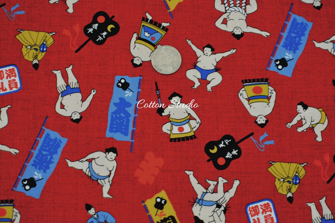Japanese Fabric Sumo Wrestlers Red - Etsy