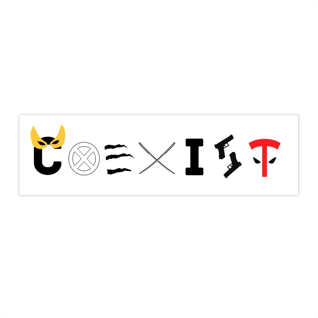 Deadpool VS Wolverine Coexist Bumper Sticker, Comic Book Superhero ...