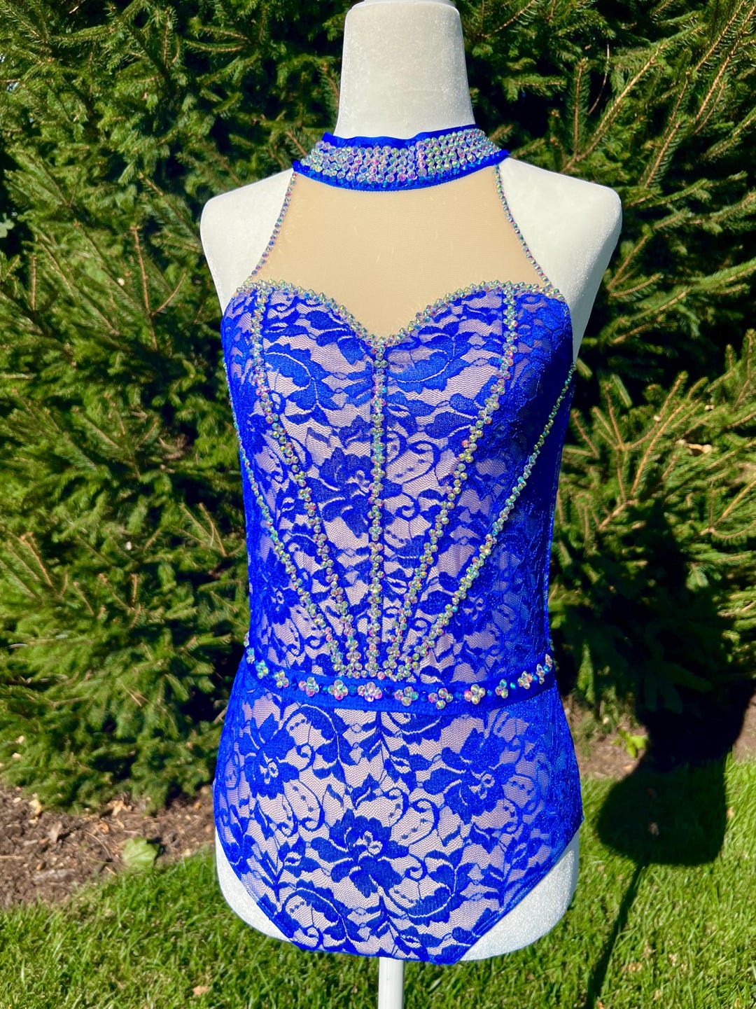 Royal Blue Lace Dance Costume Adult Small/medium - Etsy