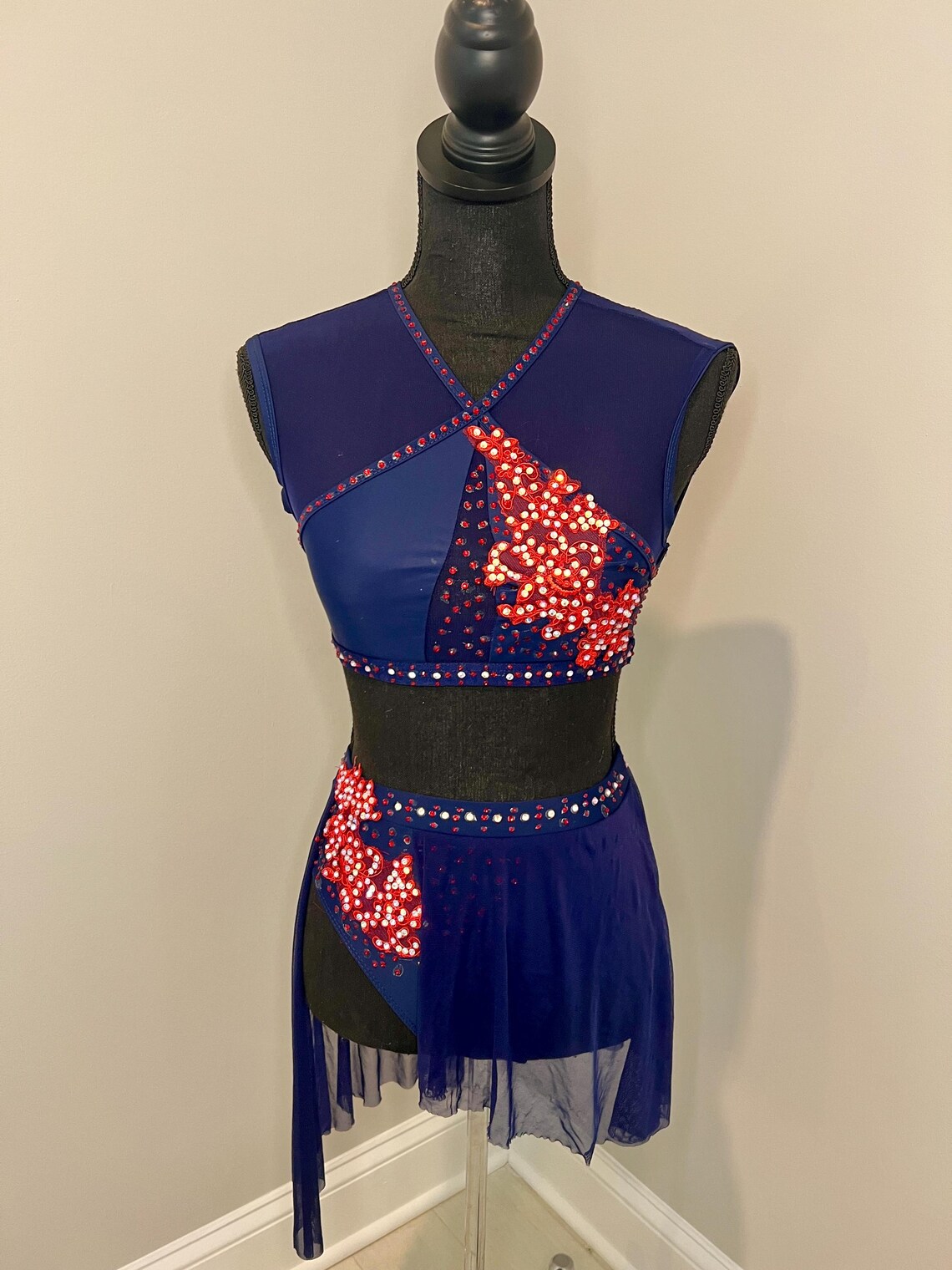 Navy Blue Two Piece Dance Costume Adult XS Women's Girls - Etsy