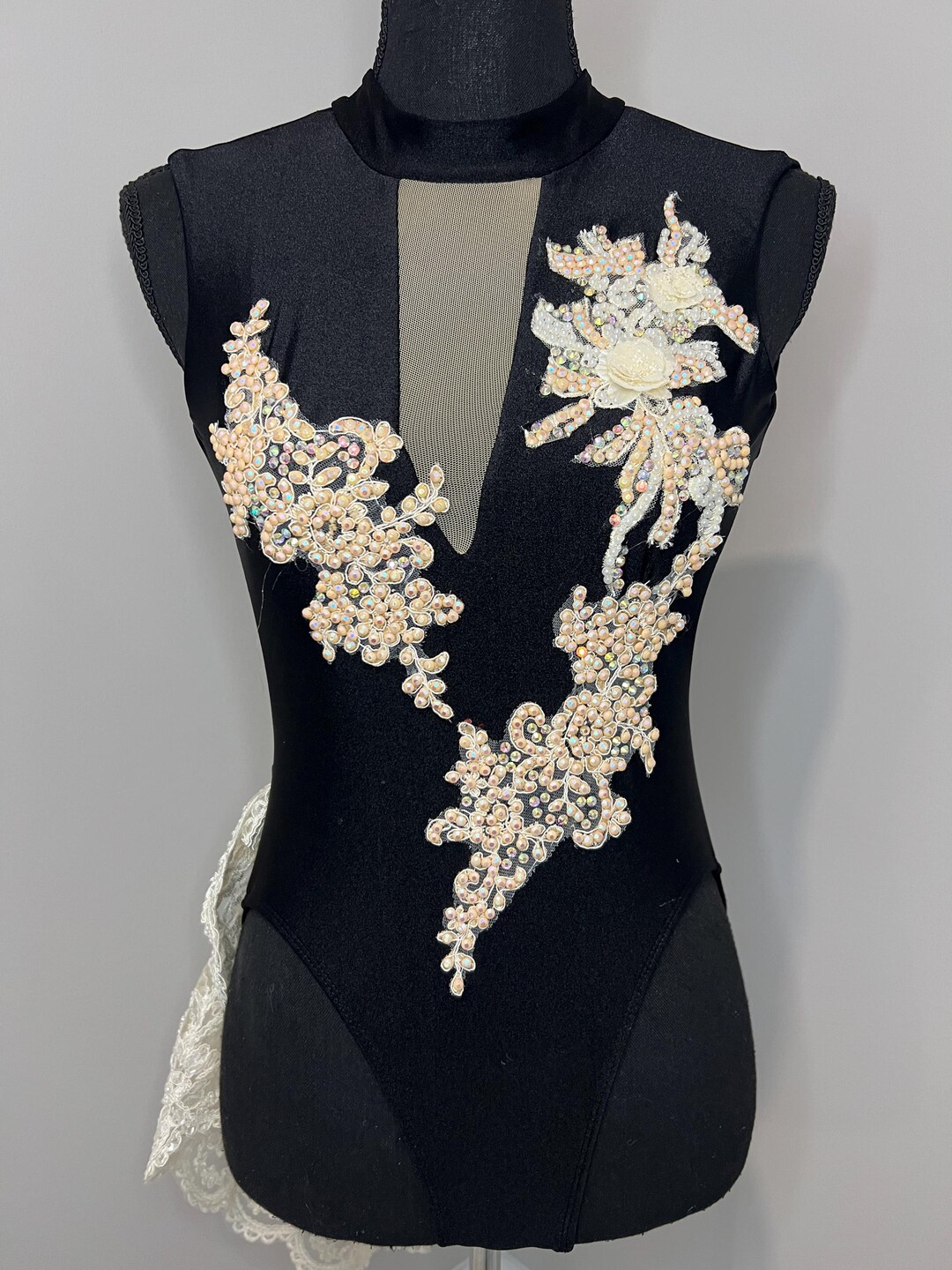 Black Dance Costume Adult XS Hand Embellished - Etsy