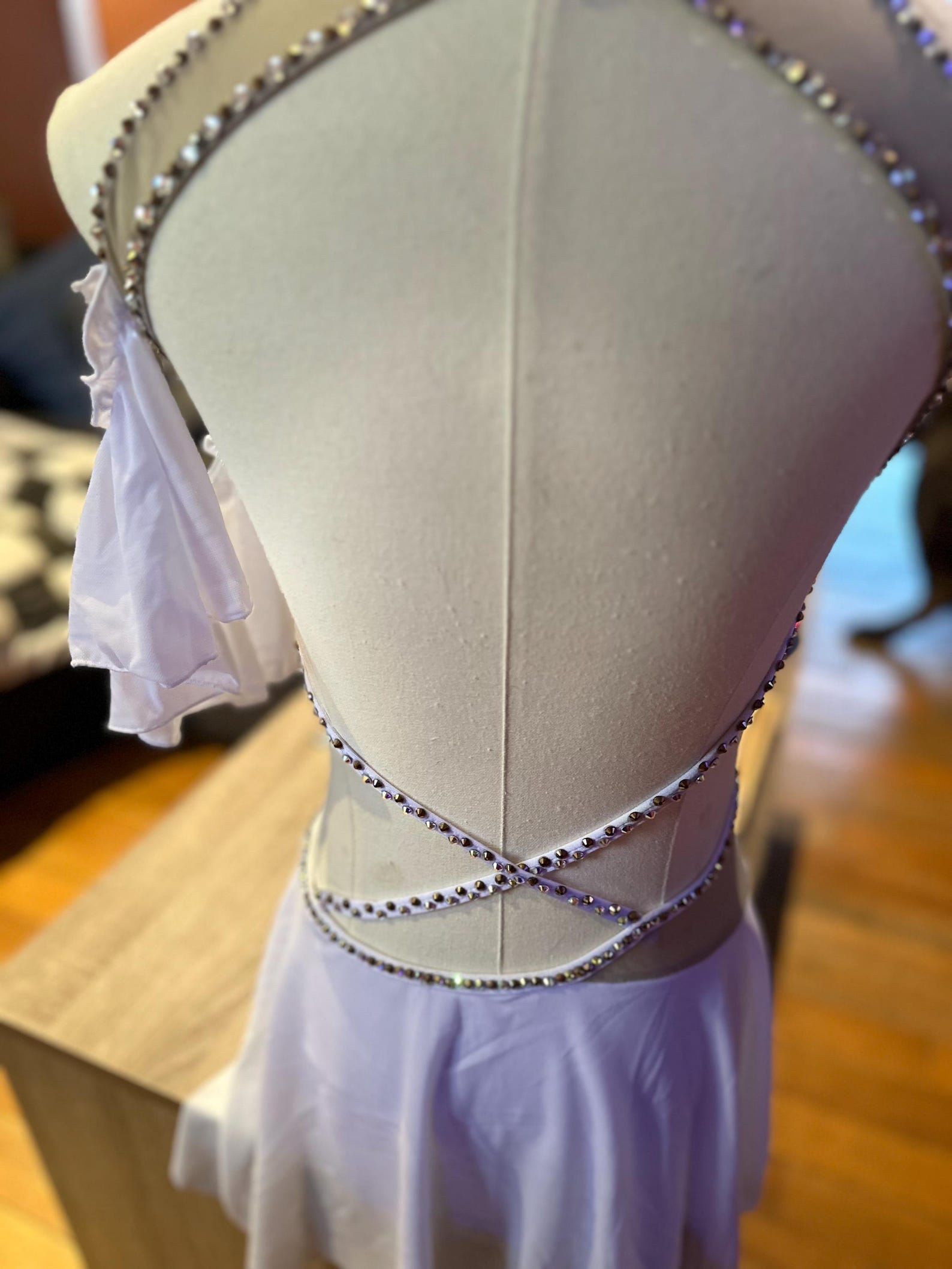 Child Extra Large Dance Costume White and Beige Gold Appliqués With ...