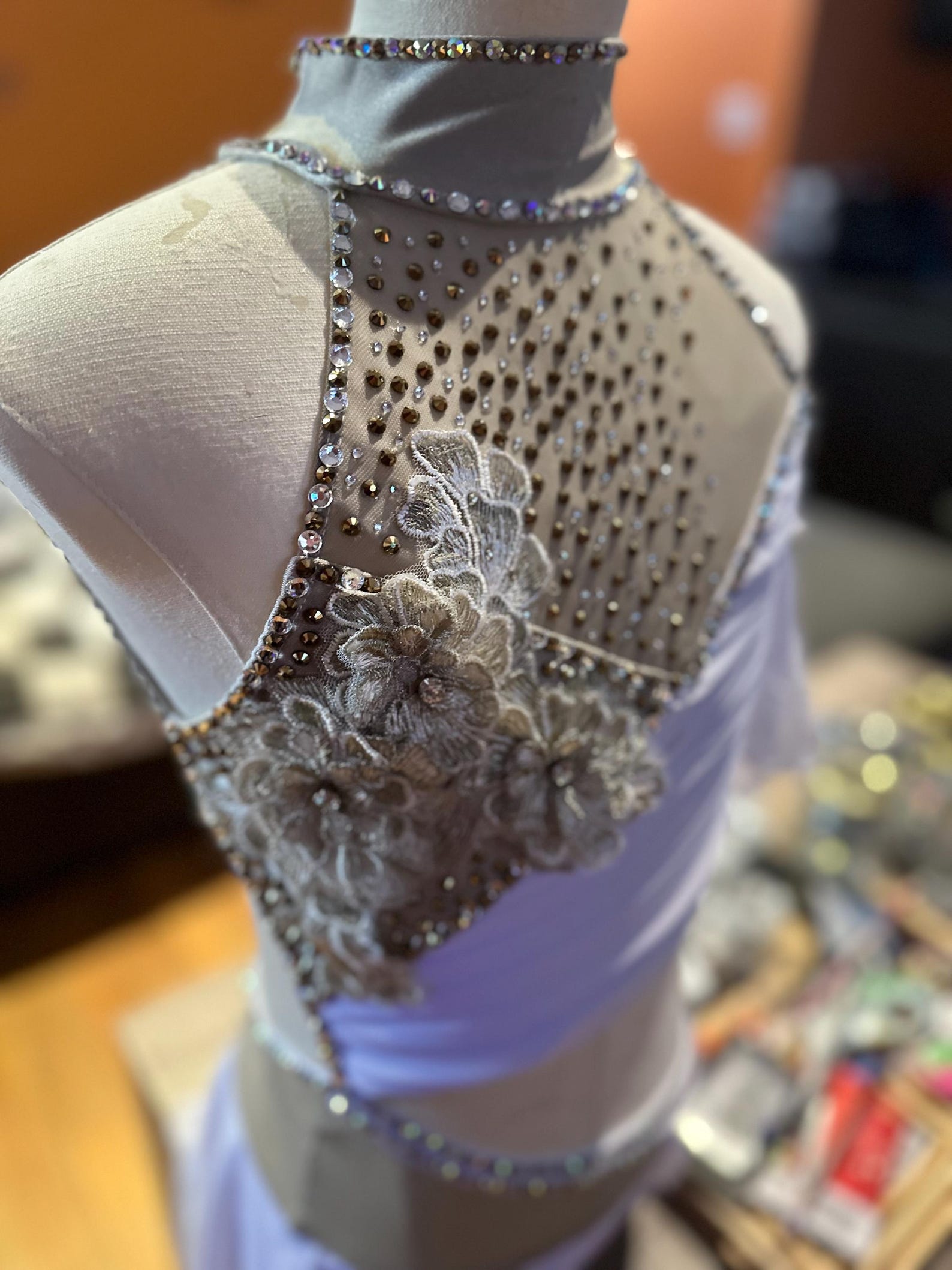 Child Extra Large Dance Costume White and Beige Gold Appliqués With ...