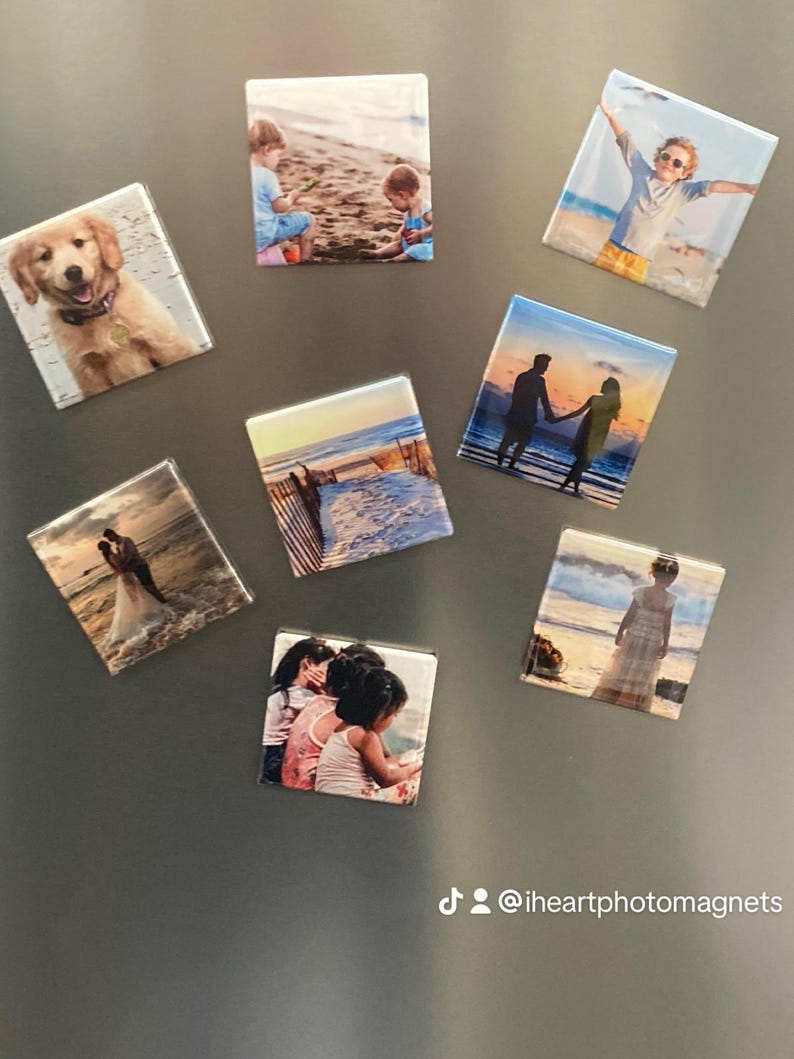 Custom Gift.6 Premium 2x2 Photo Magnets and Buttons.refrigerator,office ...