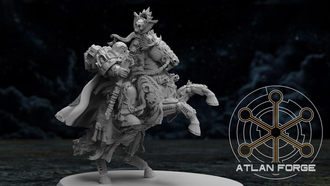 3D Printed Mounted Angelic Battle Priest by Atlan Forge Miniatures - Etsy