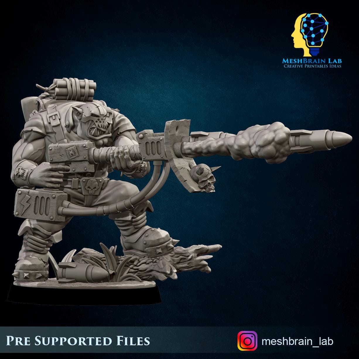 3D Printed Ork Commando With Rocket Launcher by Meshbrain Labs ...