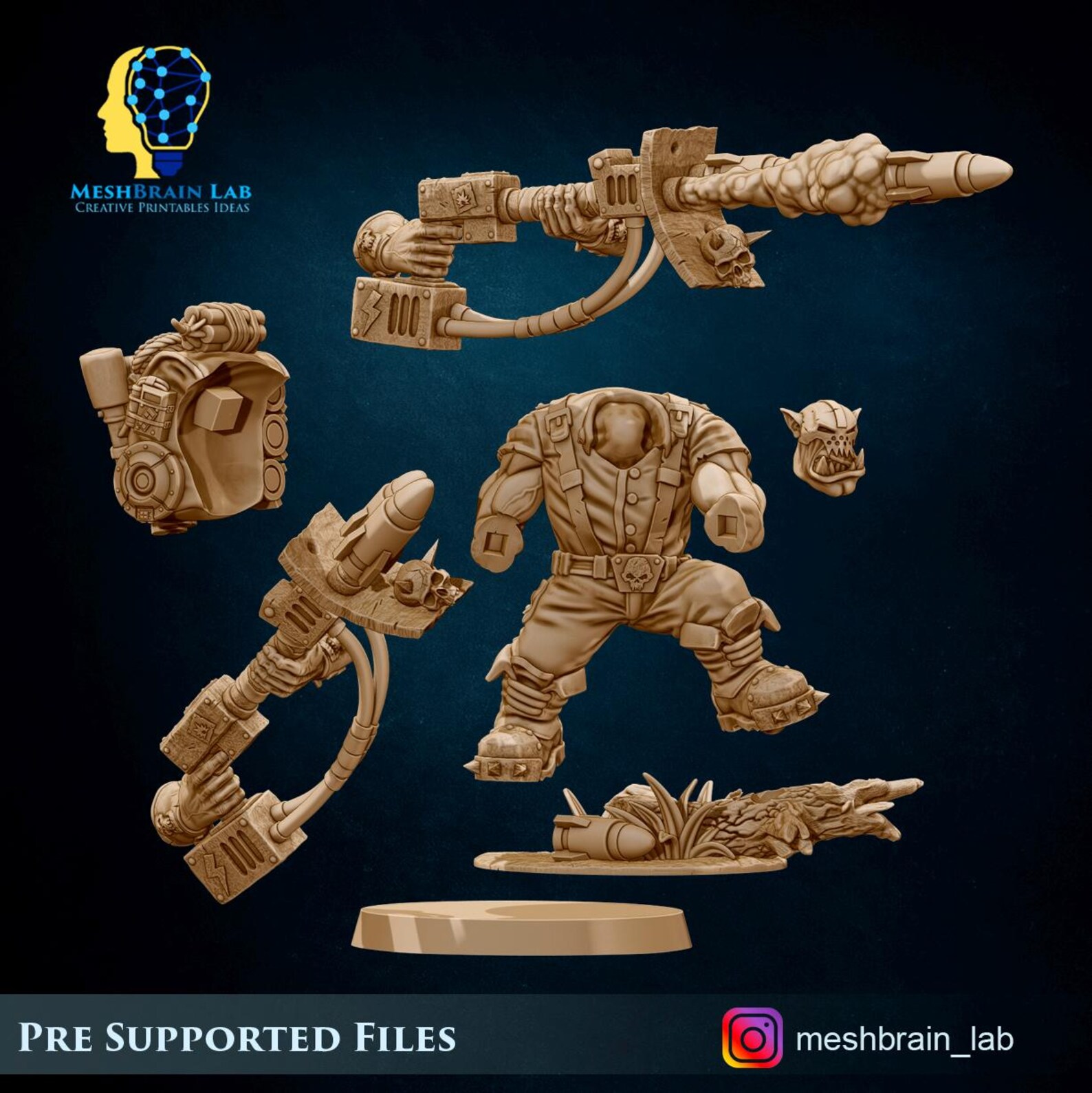 3D Printed Ork Commando With Rocket Launcher by Meshbrain Labs ...