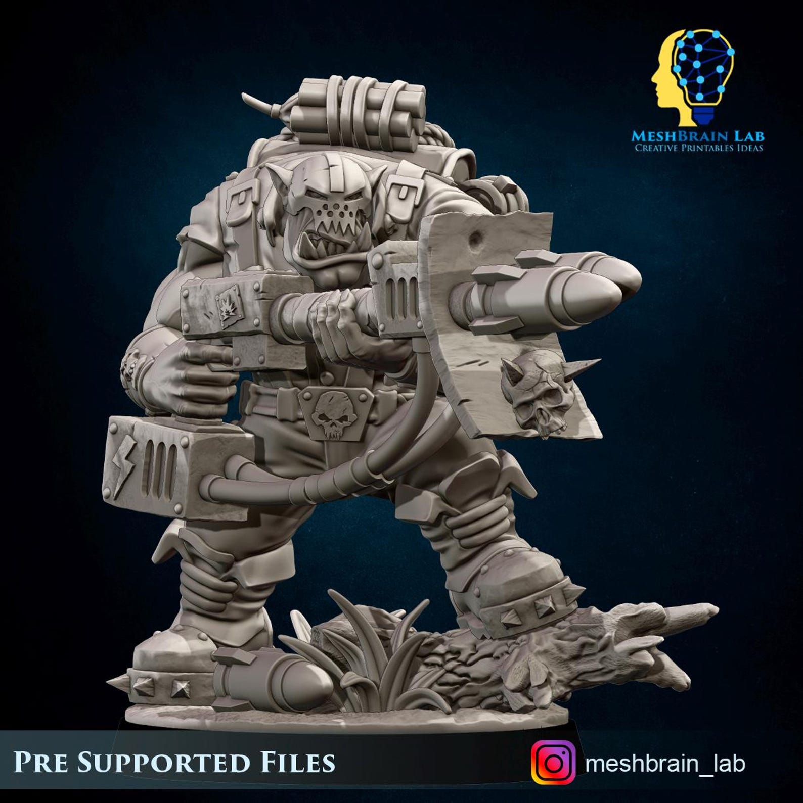 3D Printed Ork Commando With Rocket Launcher by Meshbrain Labs ...