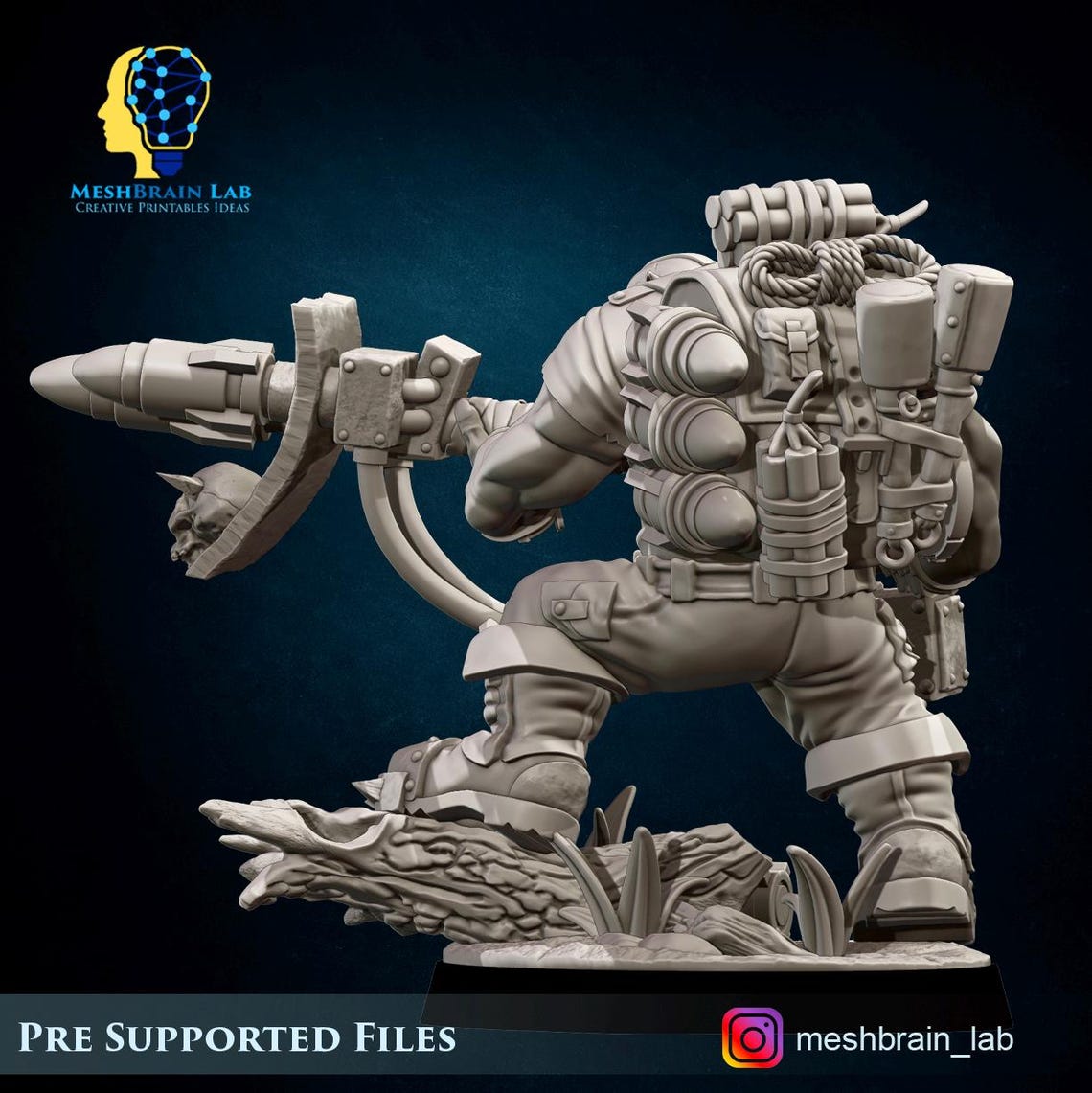 3D Printed Ork Commando With Rocket Launcher by Meshbrain Labs ...