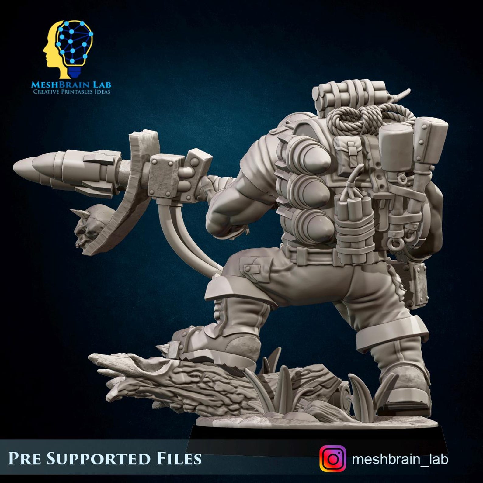 3D Printed Ork Commando With Rocket Launcher by Meshbrain Labs ...