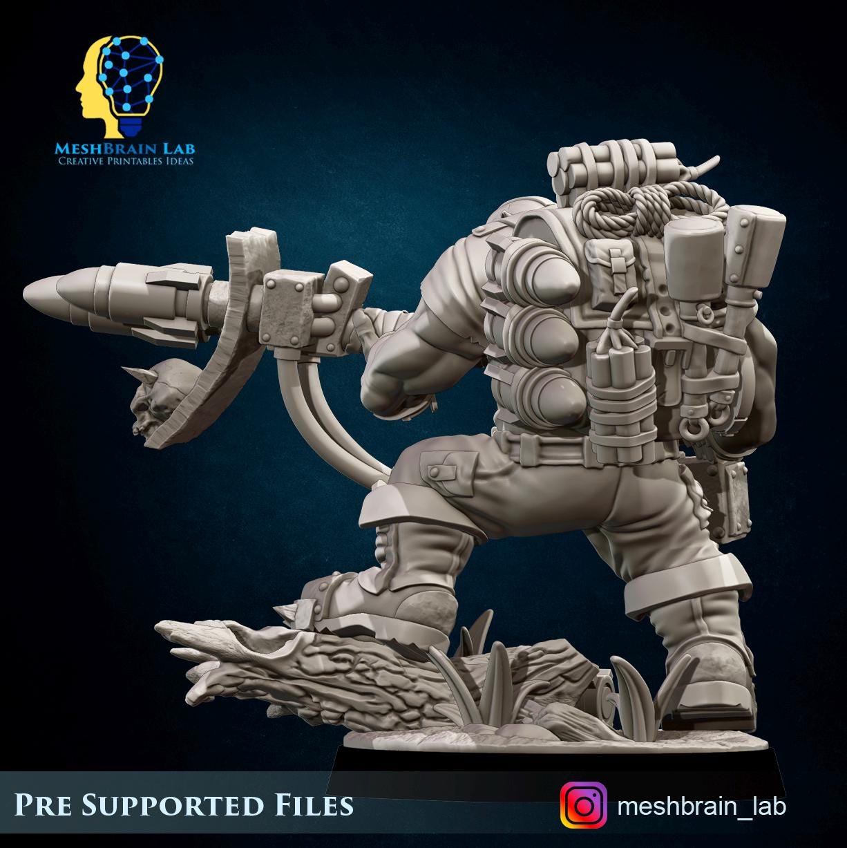 3D Printed Ork Commando With Rocket Launcher by Meshbrain Labs ...