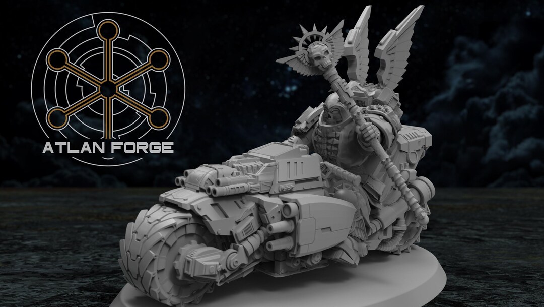 3D Printed Angelic Battle Priest on Bike by Atlan Forge Miniatures - Etsy