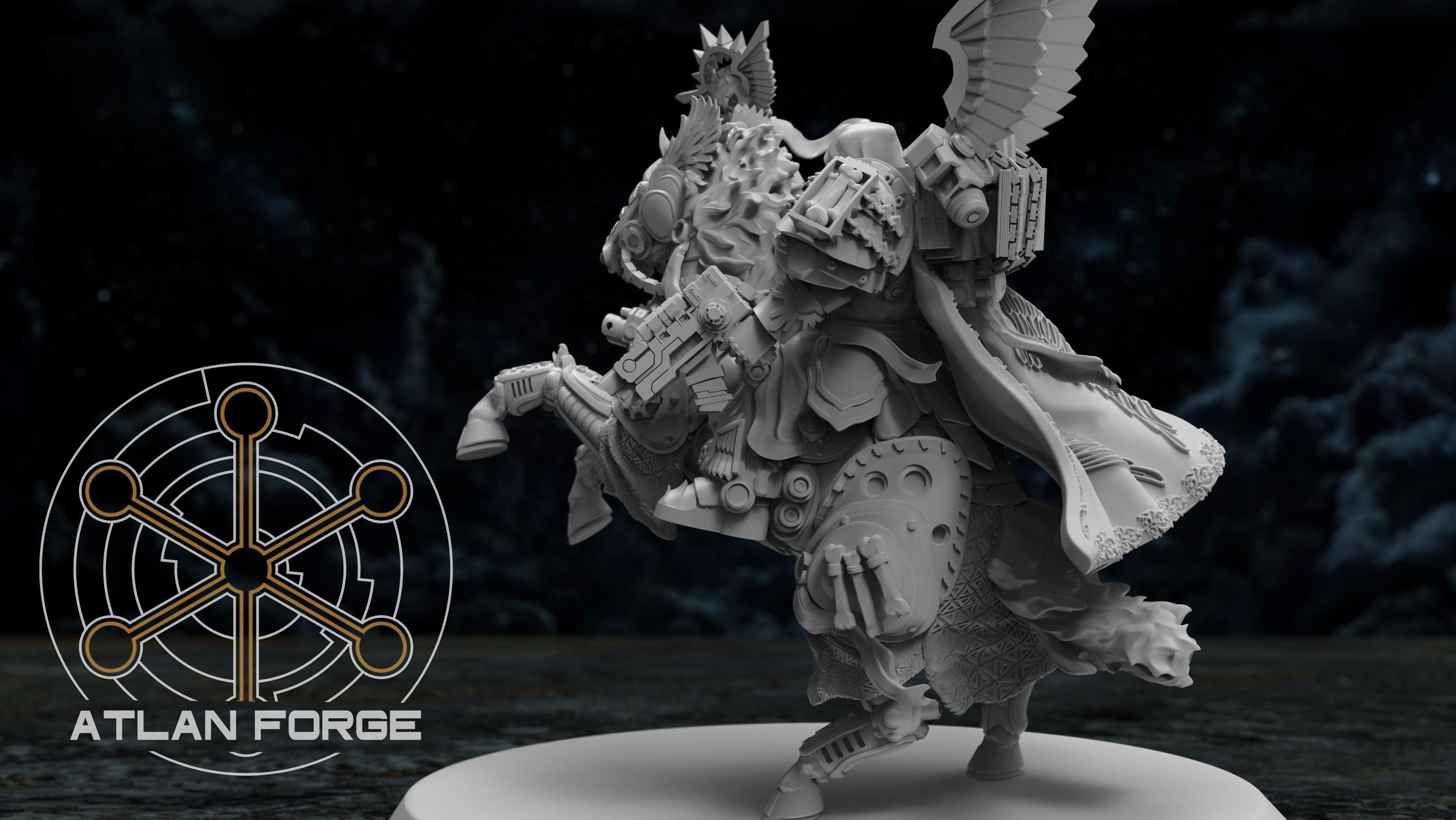 3D Printed Mounted Angelic Battle Priest by Atlan Forge Miniatures - Etsy