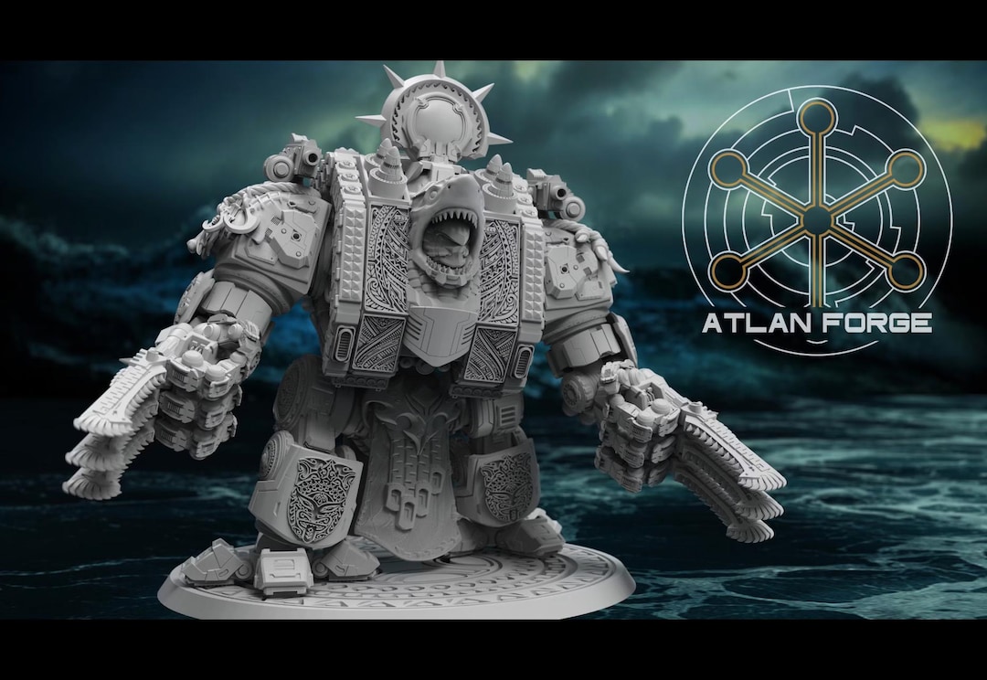 3D Printed Shark Knight Dreadnought by Atlan Forge Miniatures - Etsy