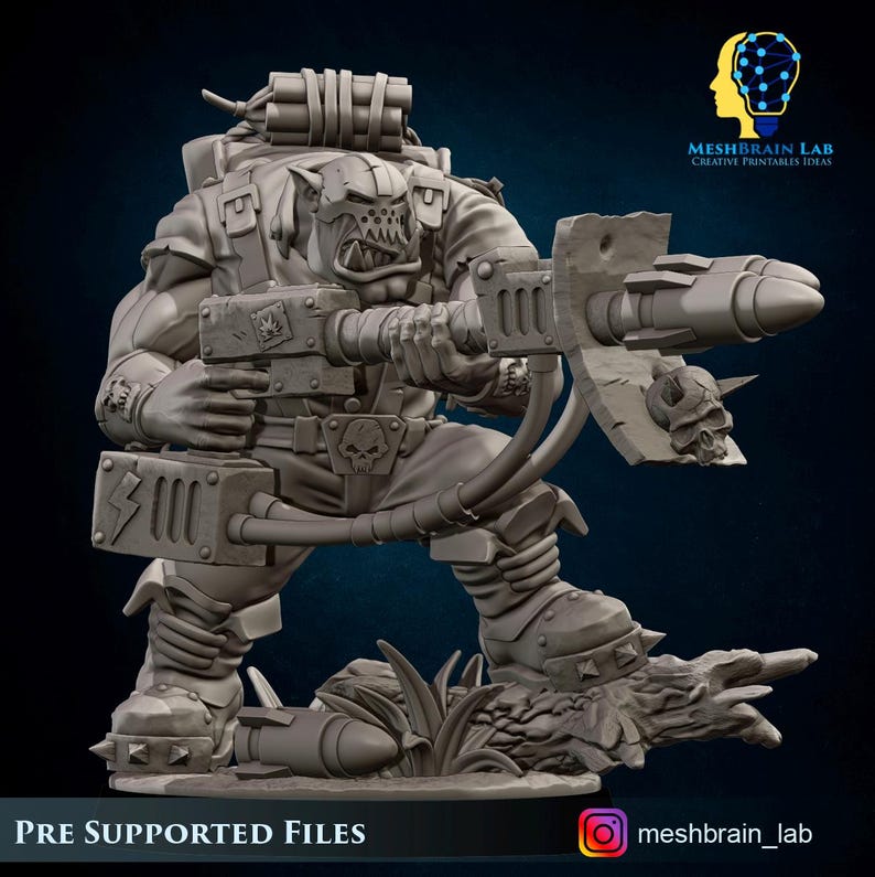 3D Printed Ork Commando With Rocket Launcher by Meshbrain Labs ...