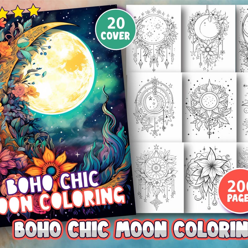 Moon Coloring Page - Etsy