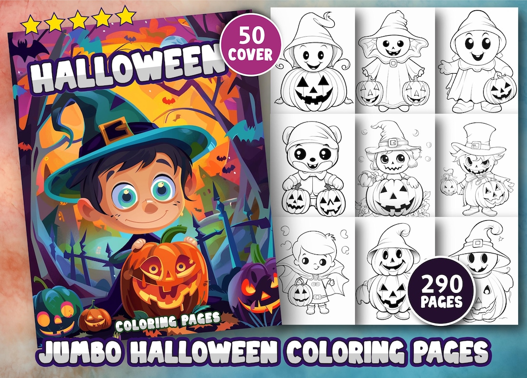 Jumbo Halloween Coloring Book for Kids - Etsy