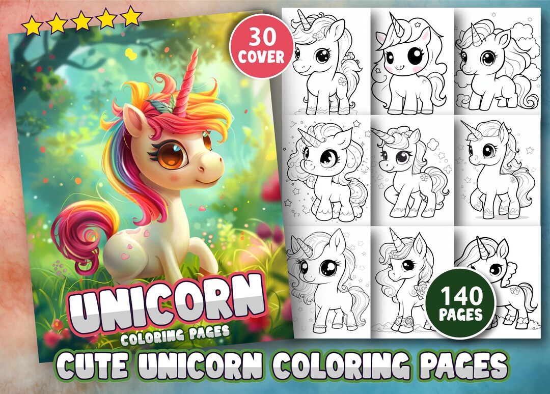 100 Cute Unicorn Coloring Pages for Kids (8.5×11 Inches) - Etsy