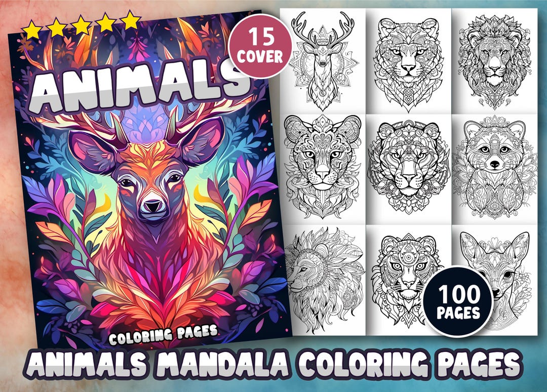 Bundle 100 Animals Mandala Coloring Pages - Etsy