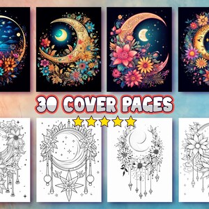 300 Boho Chic Moon Coloring Pages for Adults - Etsy