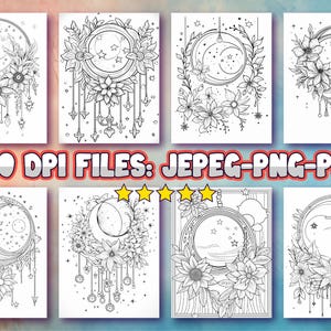 300 Boho Chic Moon Coloring Pages for Adults - Etsy