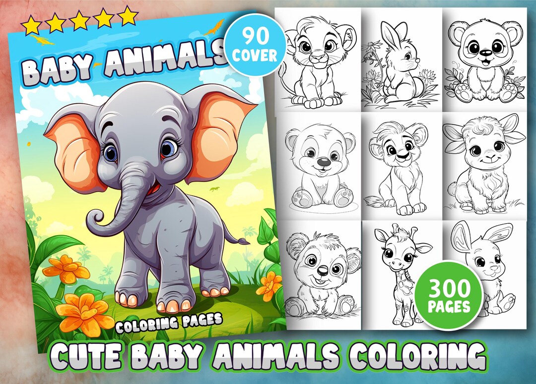 300 Cute Baby Animals Coloring Pages for Kids - Etsy