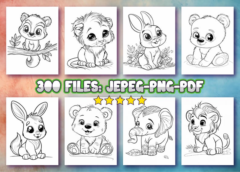 300 Cute Baby Animals Coloring Pages for Kids - Etsy