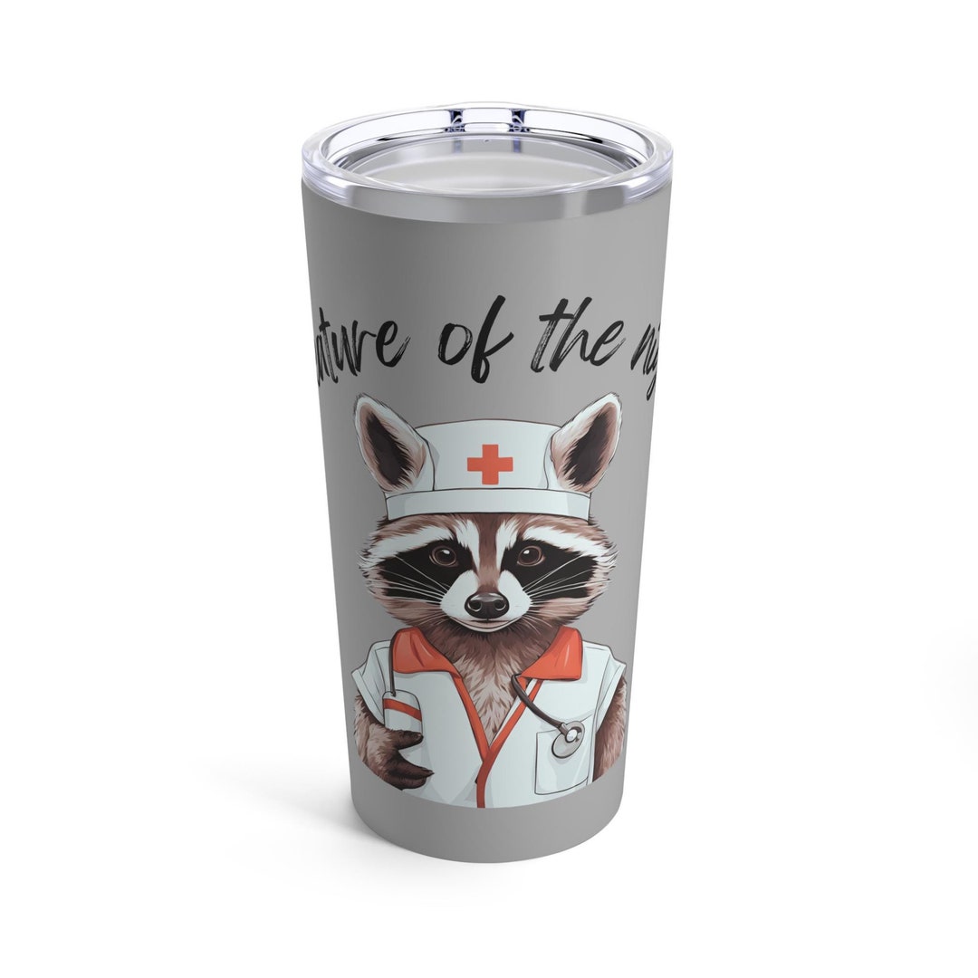 Creature of the Night Raccoon Nurse Tumbler | Stylish Insulated Cup for ...