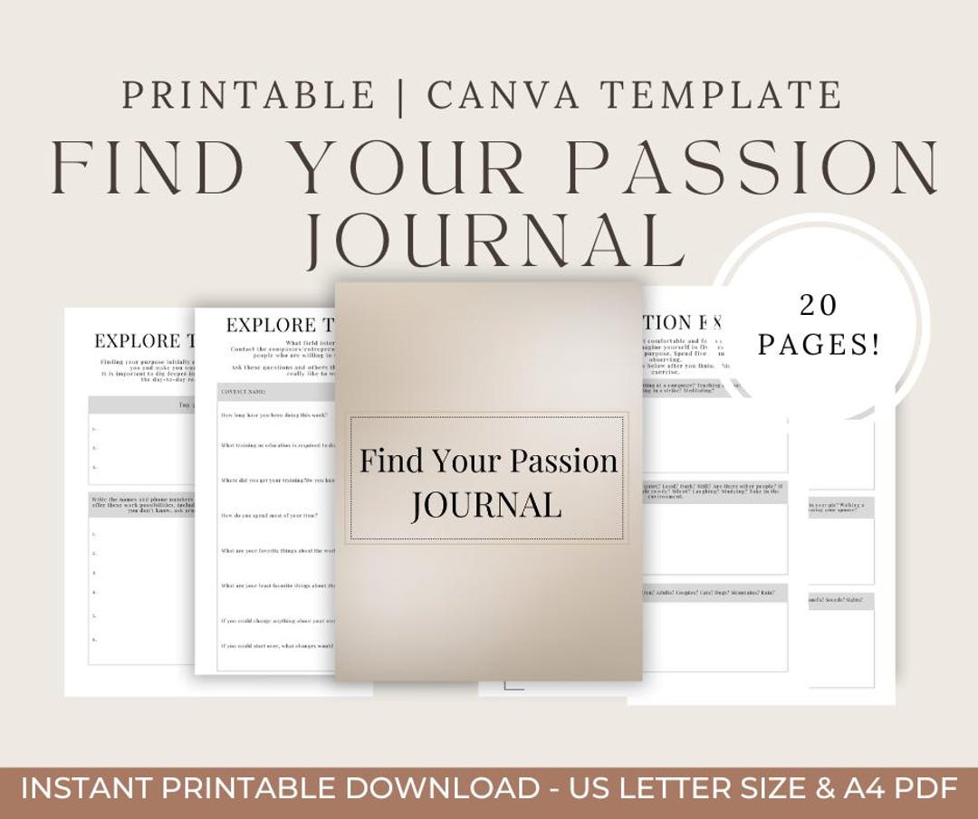 Digital Printable Find Your Passion Journal Journal Prompts Guided ...