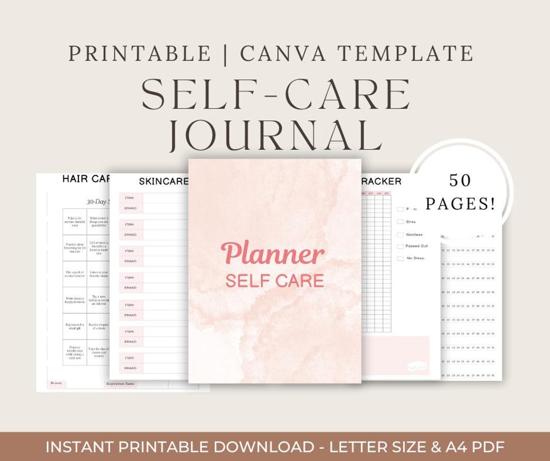 Digital Printable Self Care Planner Fitness Planner Mood Tracker ...