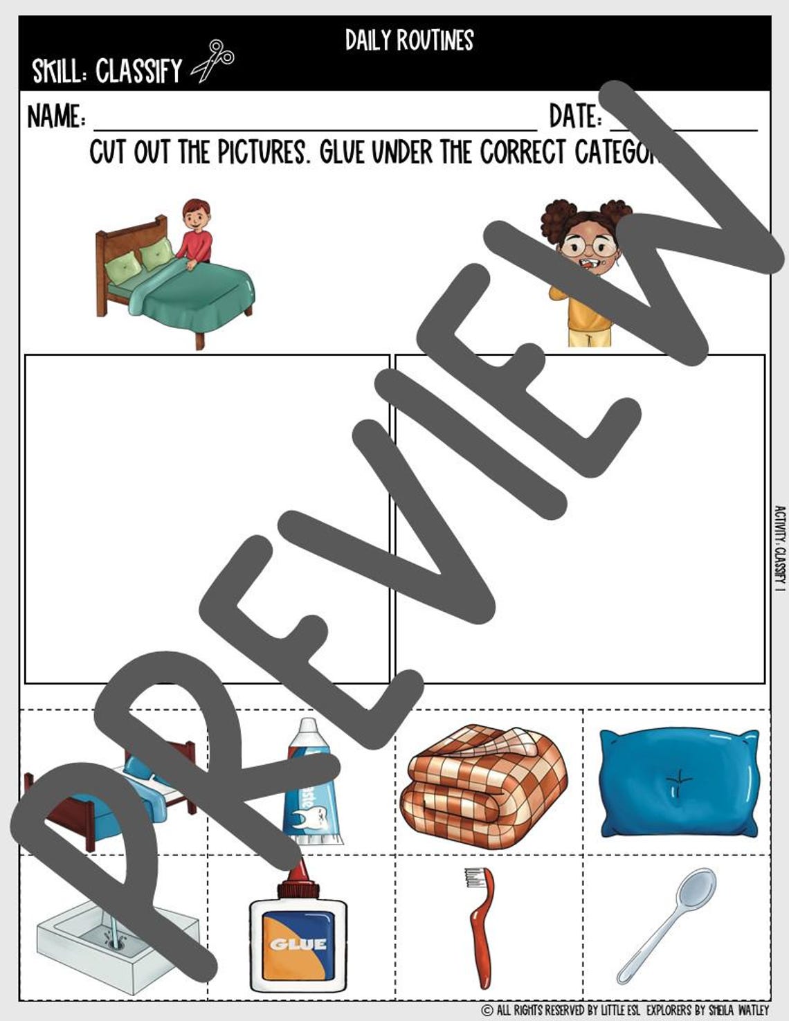 ESL Daily Routines Worksheet Bundle | Phonics | 4 Language Skills and ...