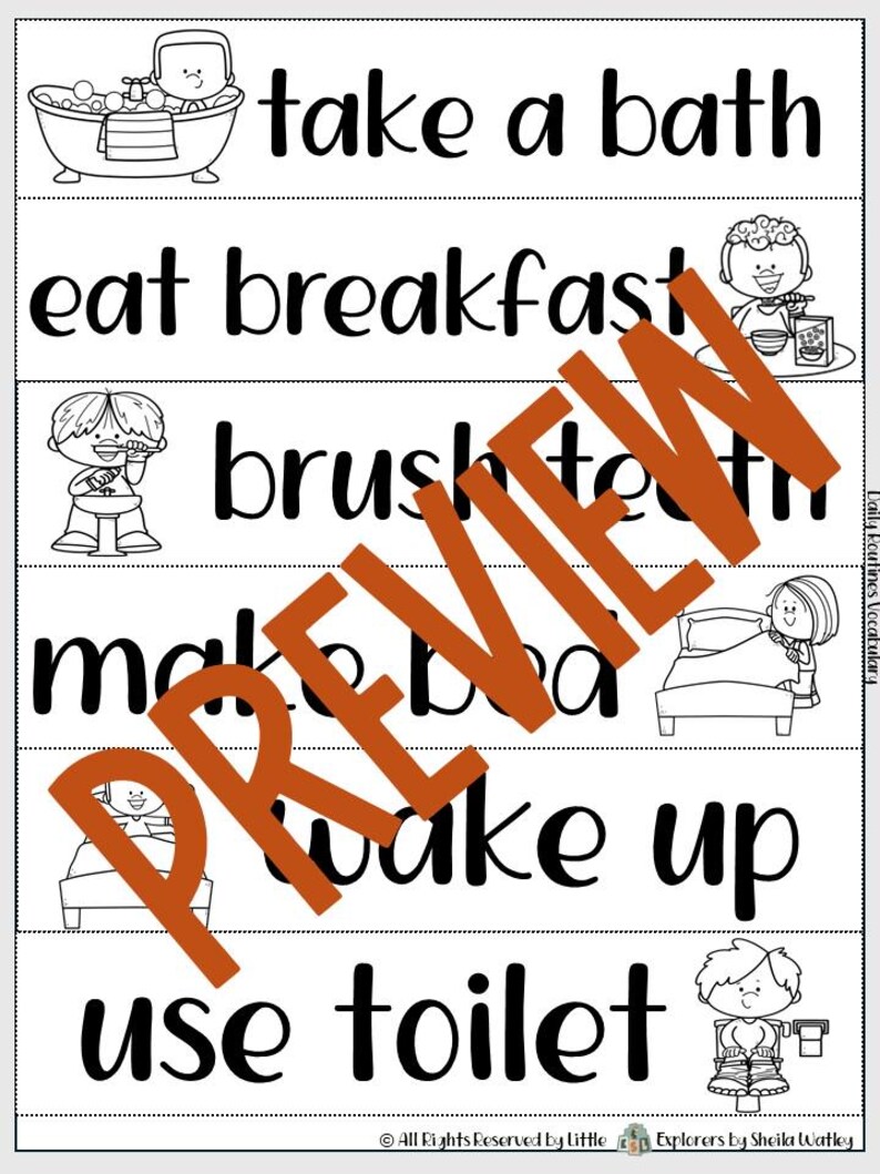 Daily Routines Vocabulary, Sight Words & Language Comprehension ...